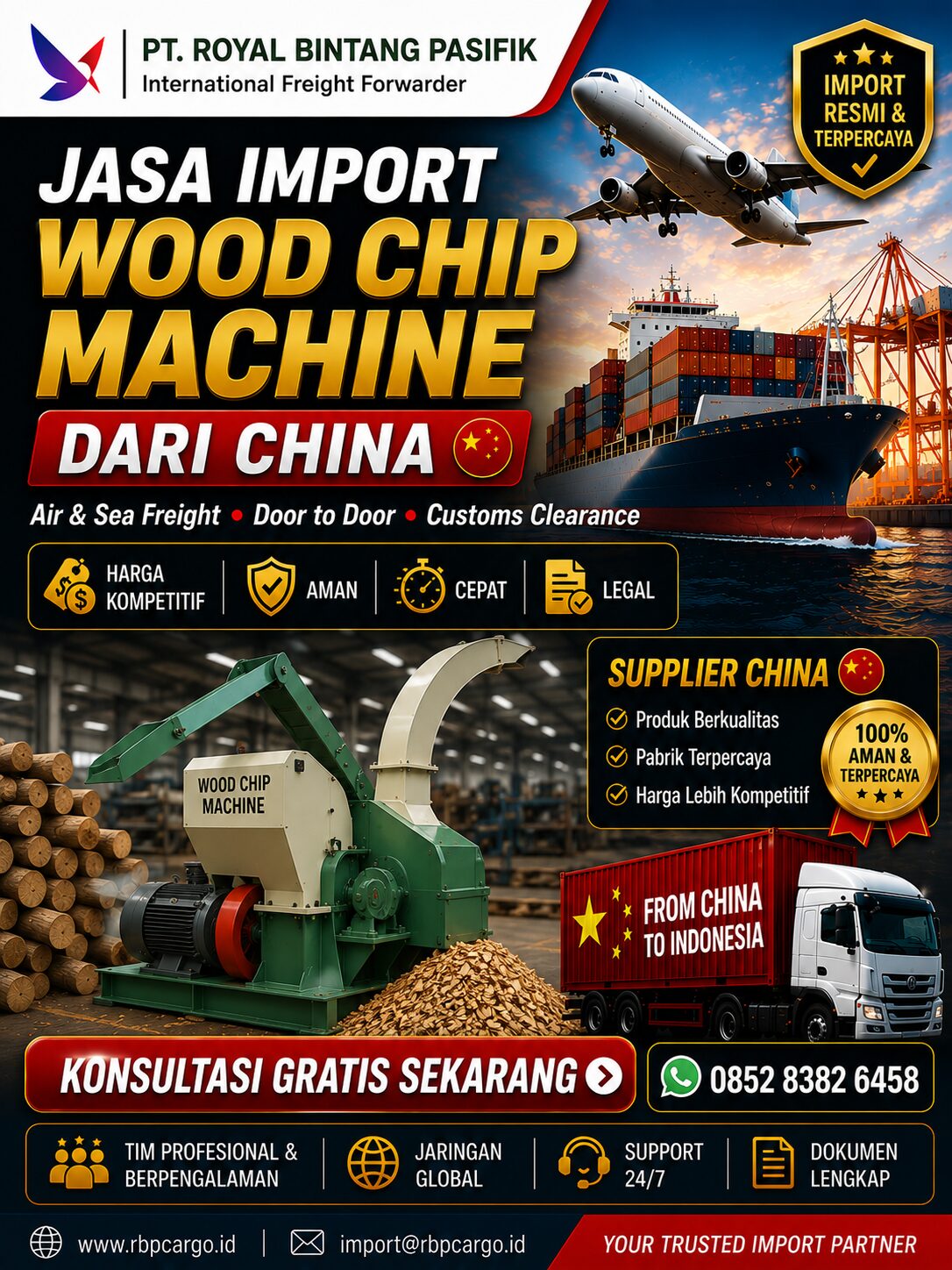 jasa import Wood Chip Machine dari china | Forwarder
